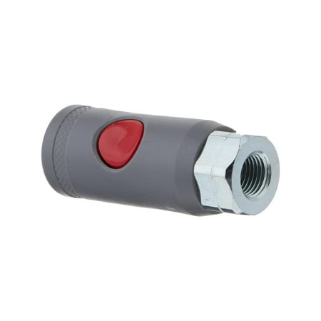 Milton® S-99705 M-Style Safety Coupler, 1/4 in, FNPT, Red Button