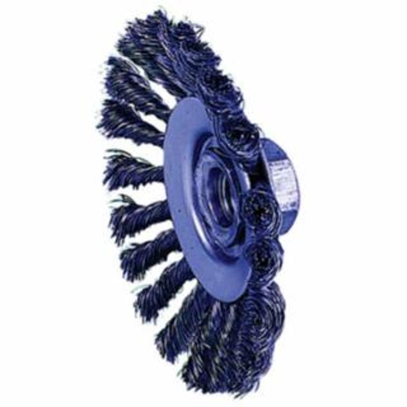 Weiler Knot Wire Bevel Wheel, 4-1/2 in dia x 3/8 in W Face, 0.020 in S