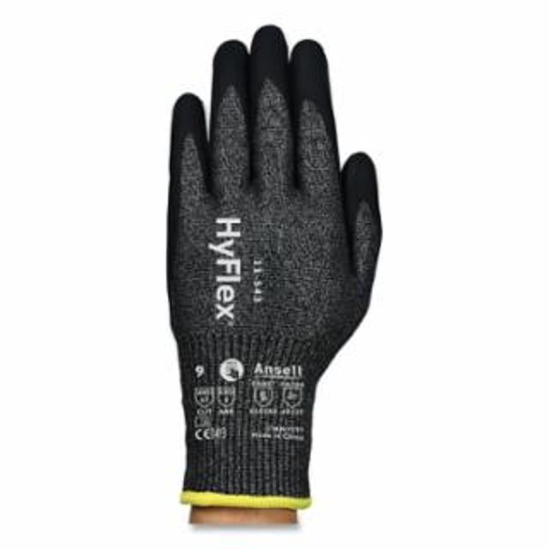 HyFlex 11-543 Cut Resistance Gloves, Size 10, Black, Bulk Pk 12 PR / B
