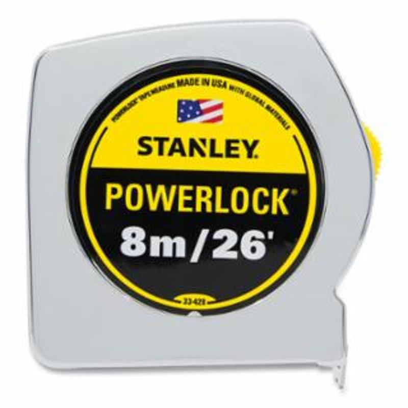Stanley Powerlock® Tape Rules Wide Blade, 26 ft L, 1 in W, SAE/Metric,