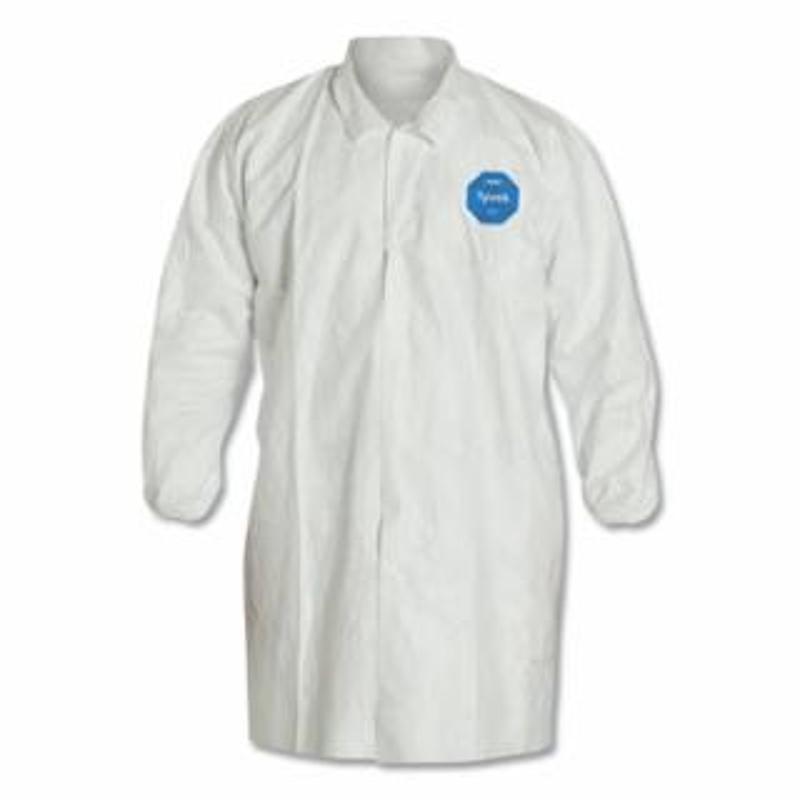 DUPONT Tyvek® Lab Coats No Pockets Knee Length, Large, White 30 EA / C
