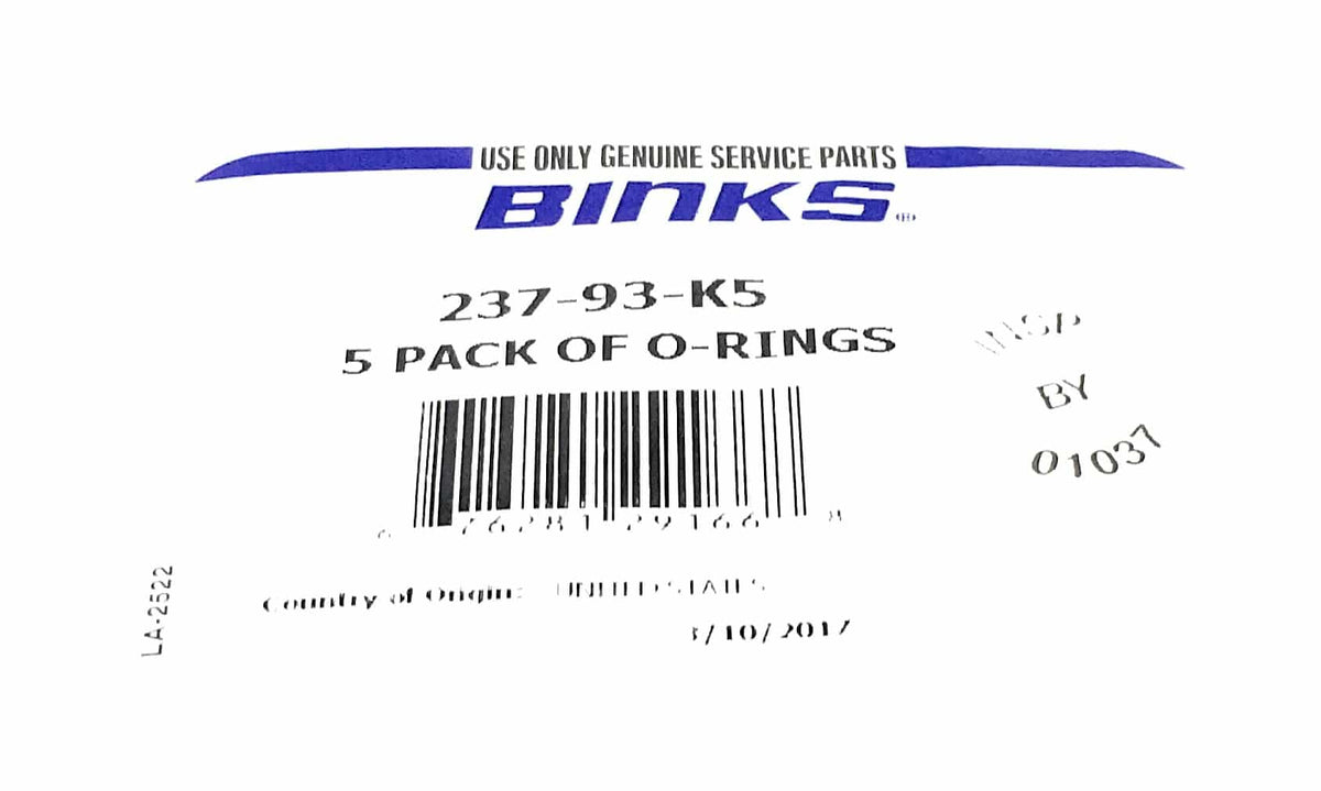Binks 237-93-K5 5 Pack of O-Rings | Pittsburgh Spray Equipment