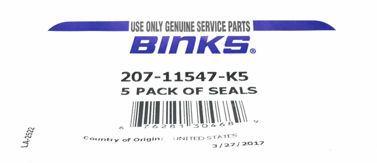 Binks 207-11547-K5 5 Pack of Seals | Pittsburgh Spray Equipment